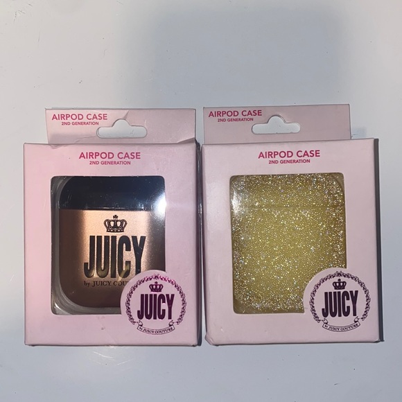 Juicy Couture | Accessories | Juicy Couture Rose Gold Yellow Set Of 2 Airpod Cases 2nd ...